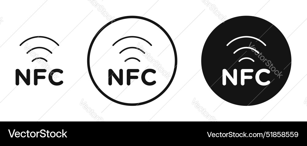 Nfc icon set in black and blue colors Royalty Free Vector