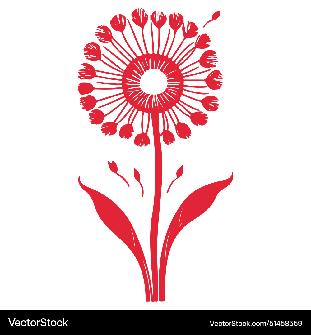 Red spring dandelion flower Royalty Free Vector Image