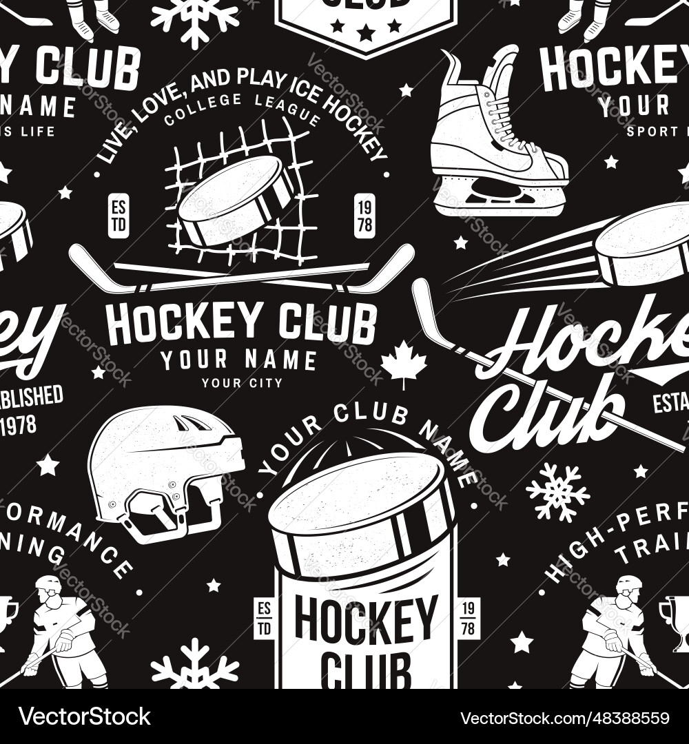 Retro Ice Hockey Pattern Royalty Free Vector Image
