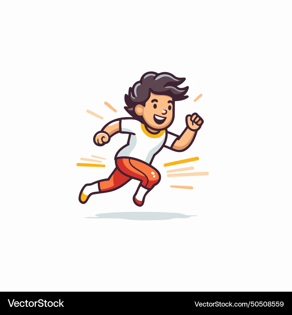 Running man in cartoon style isolated on white Vector Image