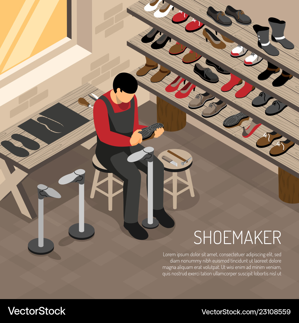 Shoe maker isometric Royalty Free Vector Image