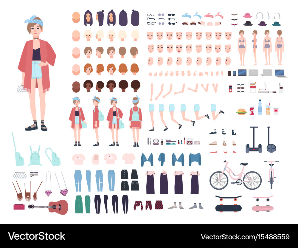 Trendy Teen Character Creator Royalty Free Vector Image