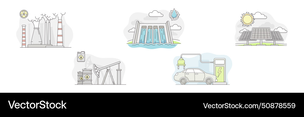 World natural renewable resource and energy line Vector Image