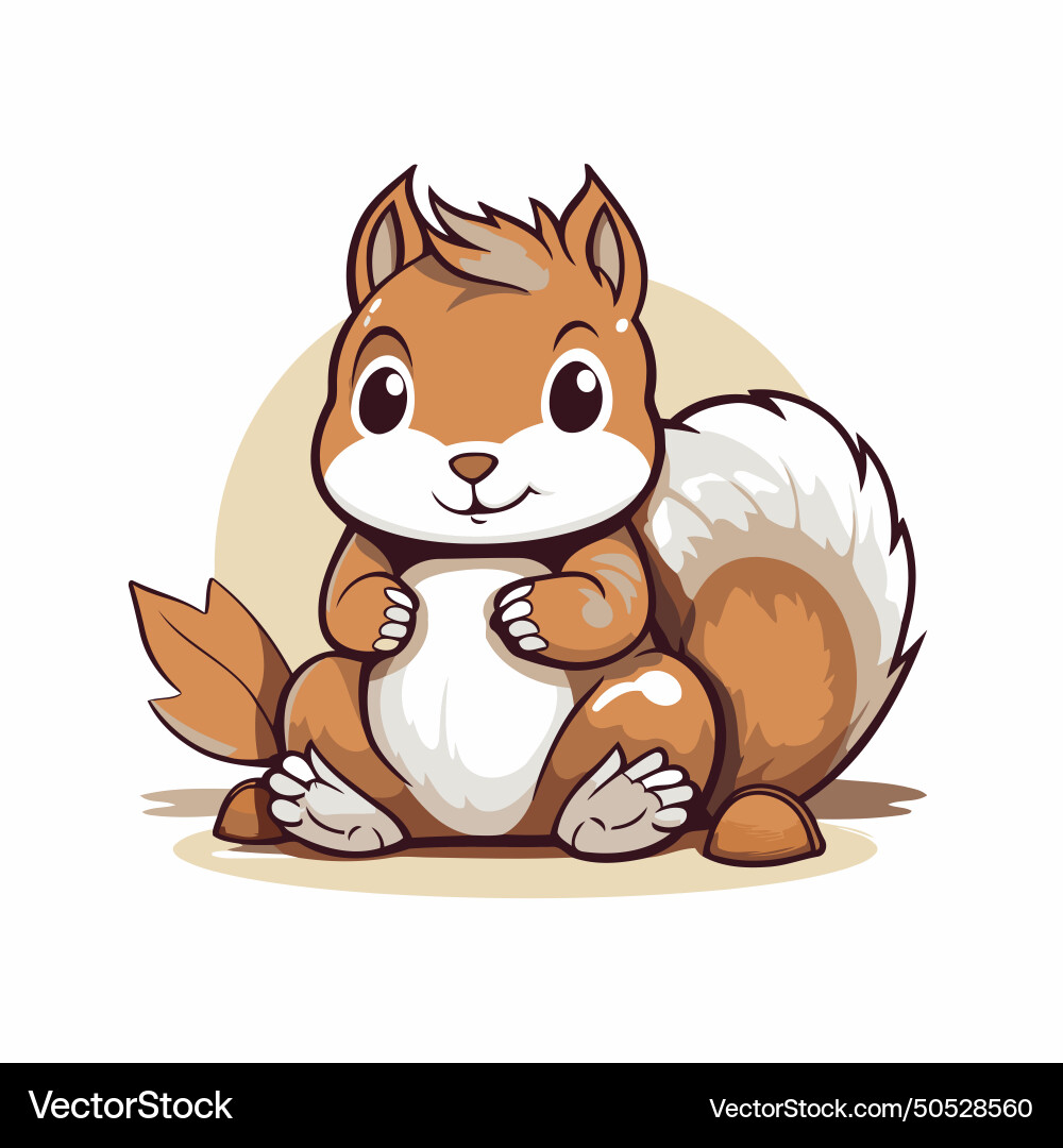 Cute cartoon squirrel sitting isolated on white Vector Image