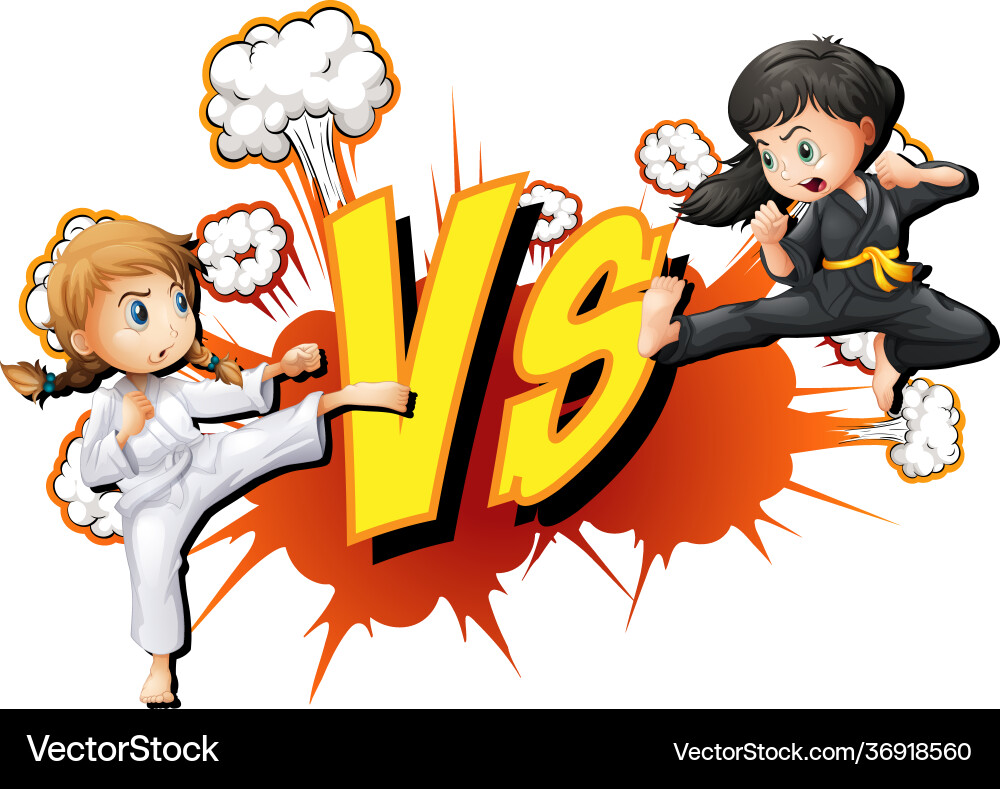 Two girls fighting on a white background Vector Image
