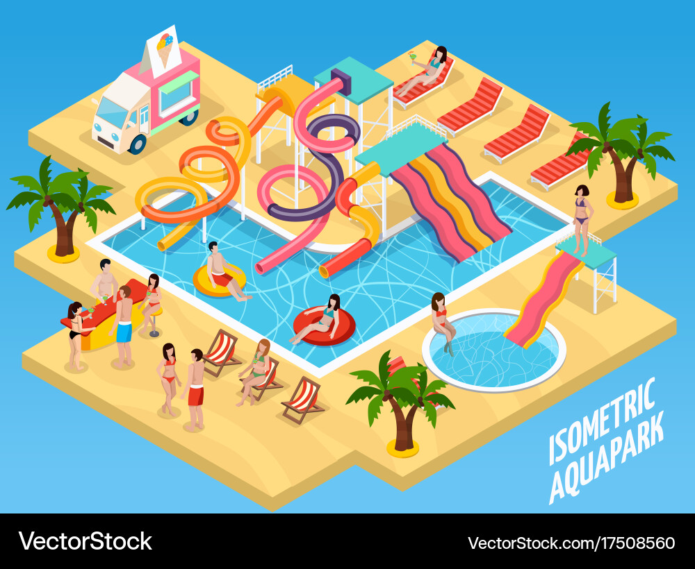 Water Park Isometric Composition Royalty Free Vector Image