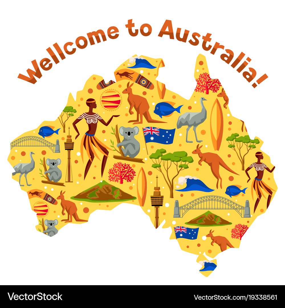 Australia map design australian traditional Vector Image