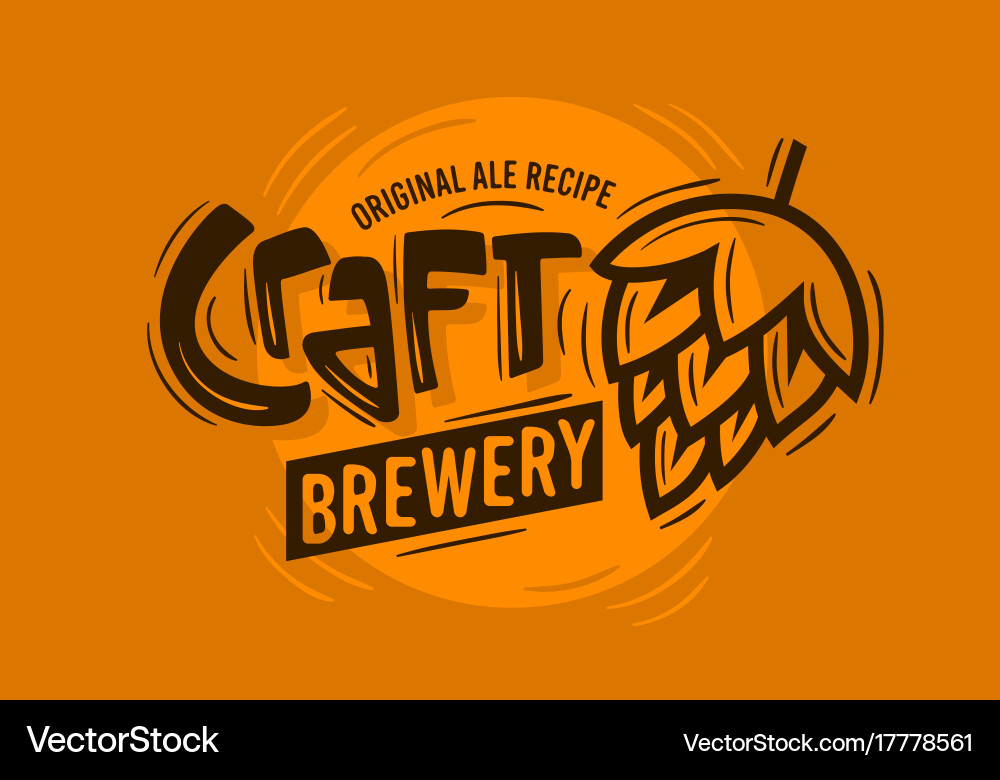 Craft brewery logo with a beer hop Royalty Free Vector Image