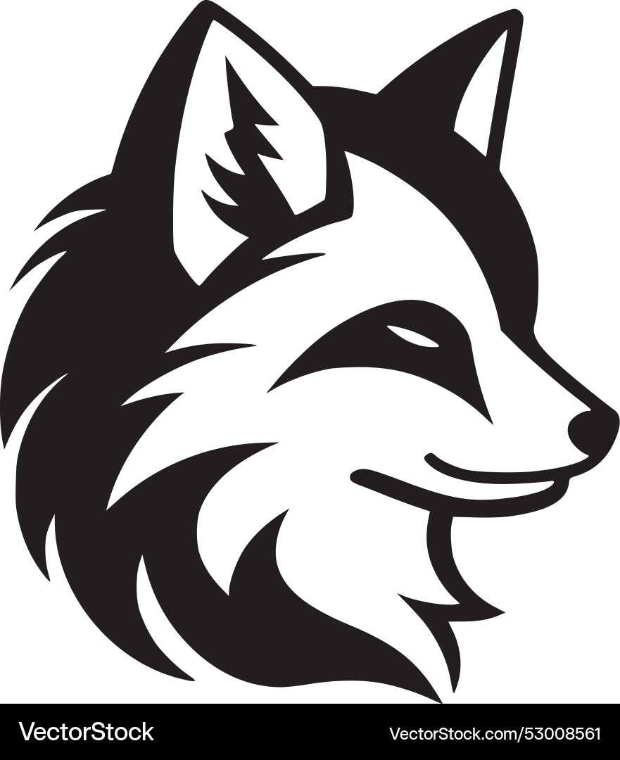 Fox - black and white Royalty Free Vector Image