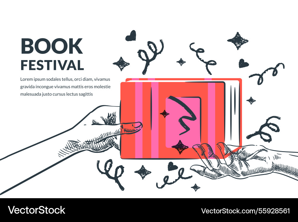 Hand passing red book to another person Royalty Free Vector