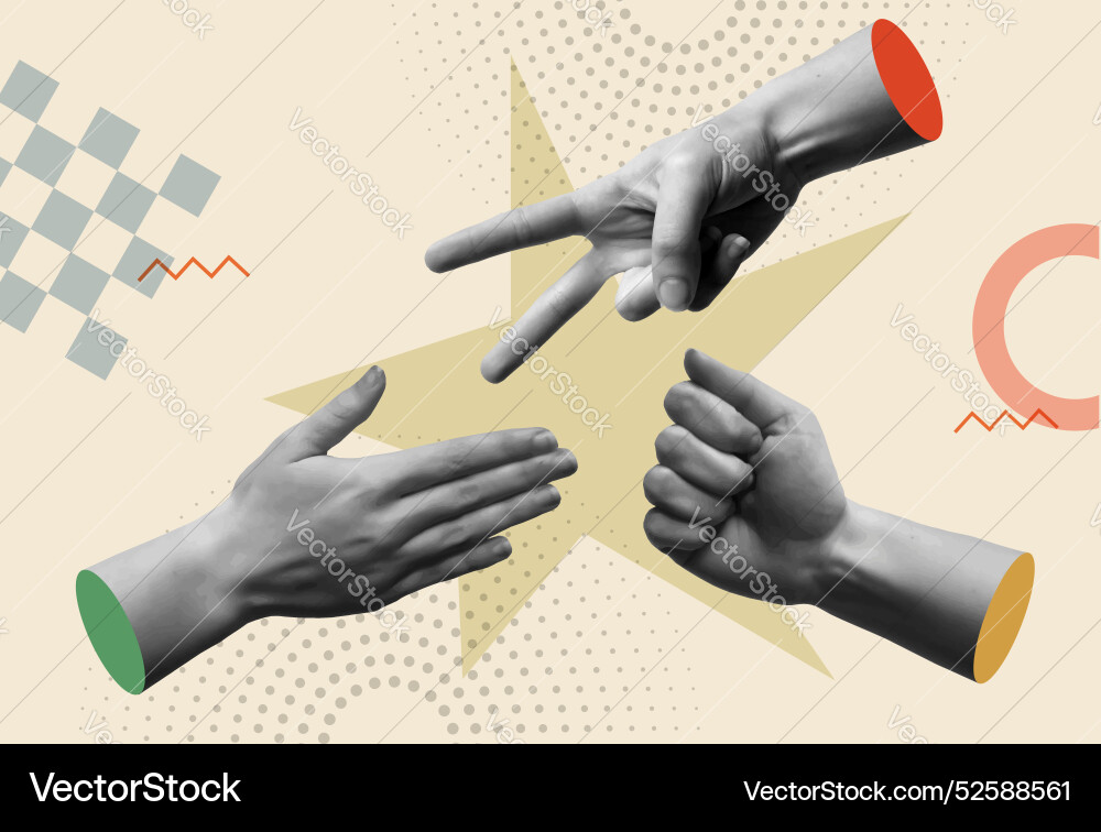 Hands making sign as rock paper and scissors game Vector Image