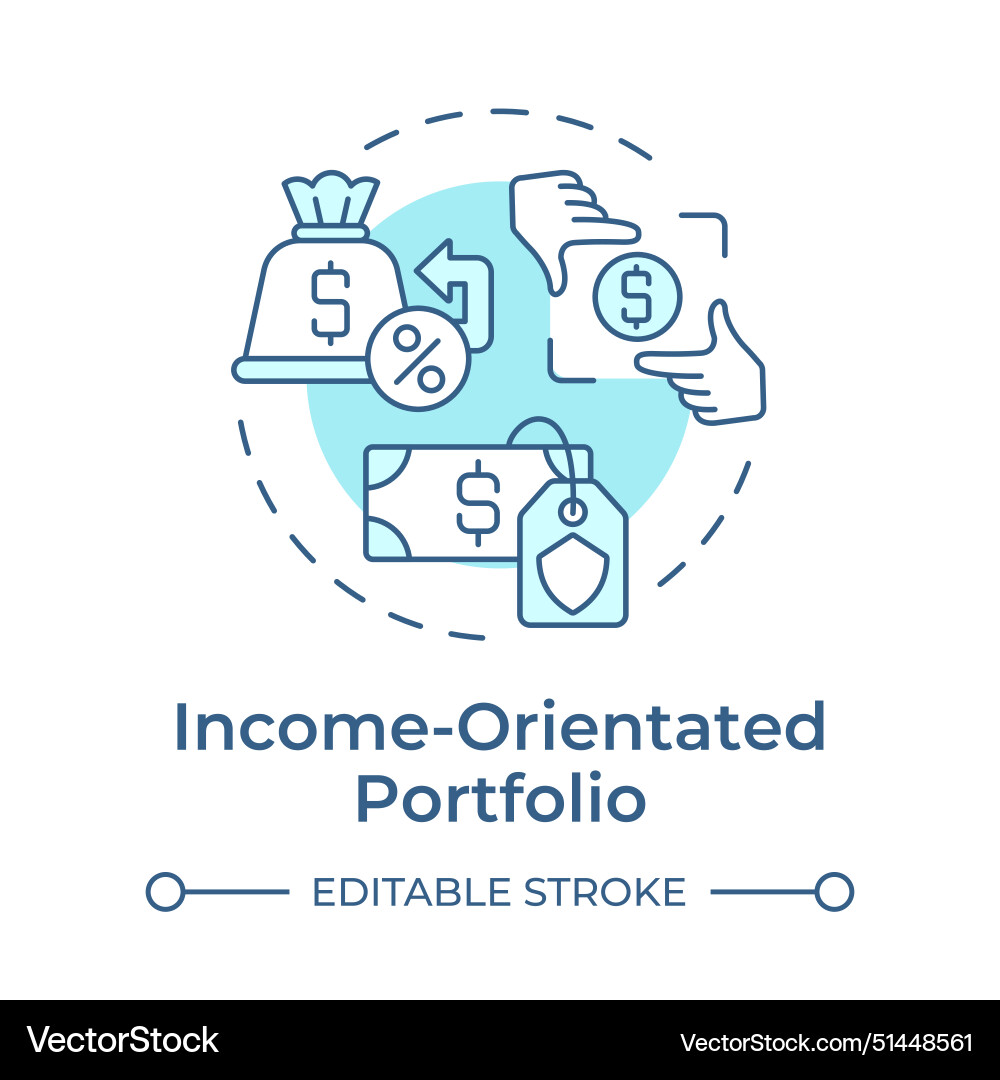 Income-orientated portfolio soft blue concept icon