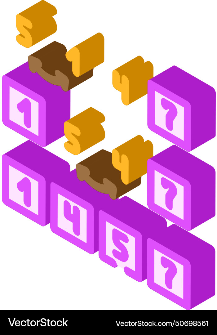 Insertion sort algorithm isometric icon Royalty Free Vector Insertion sort algorithm isometric icon Royalty Free Vector