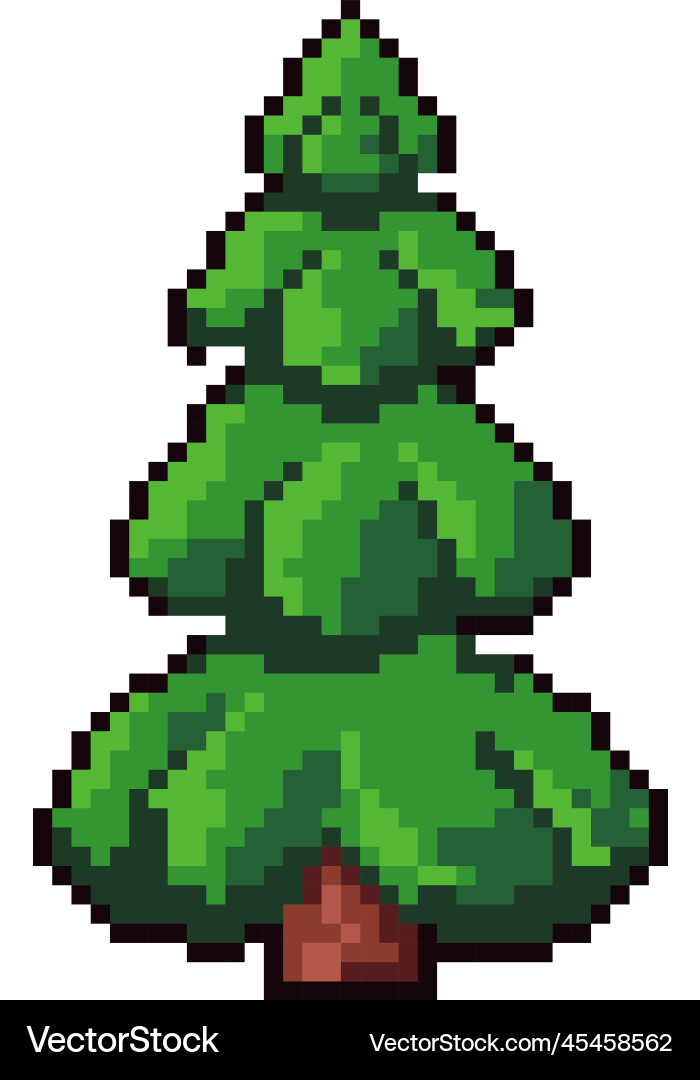 Pixelated pine tree for game setting 8 bit Vector Image