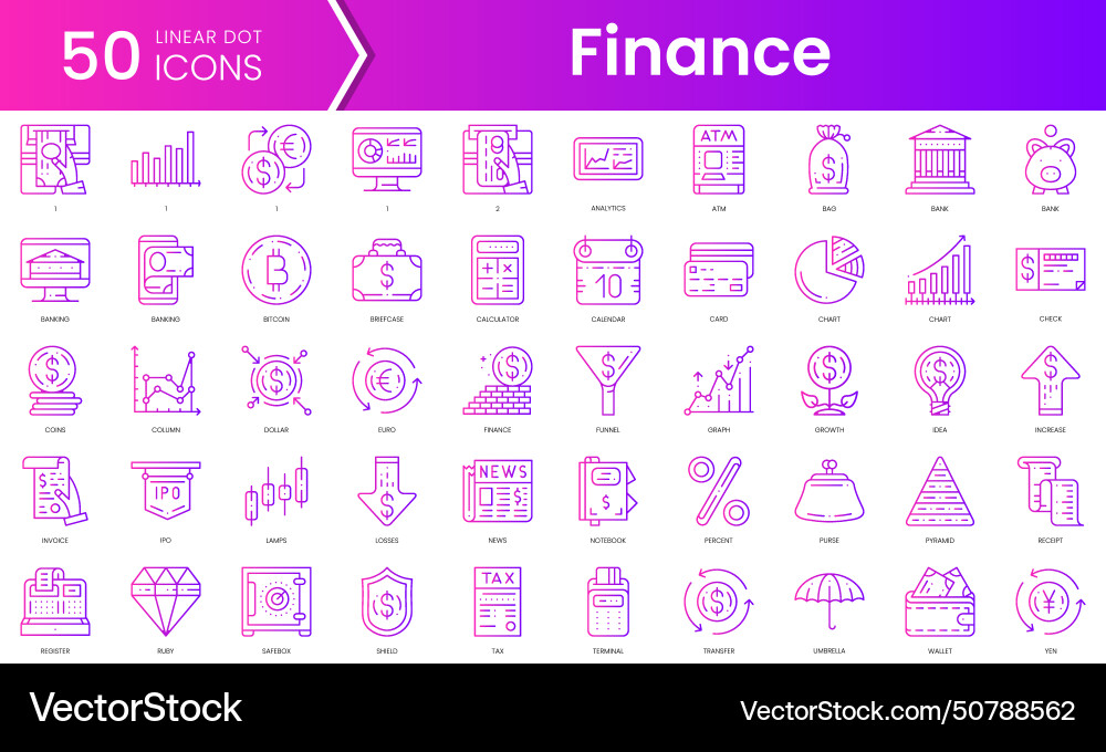 Set of finance icons gradient style icon bundle Vector Image