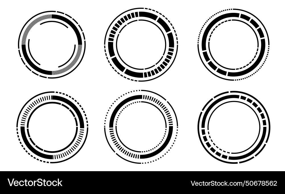 Set of sci fi black circle user interface Vector Image