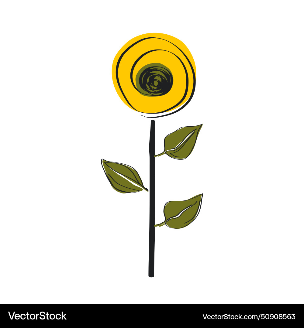 Abstract sunflower plant logo or oil packaging Vector Image