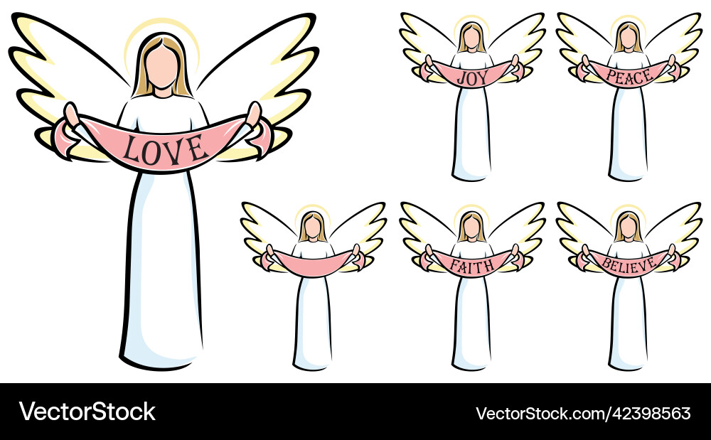 Angel holding banner Royalty Free Vector Image