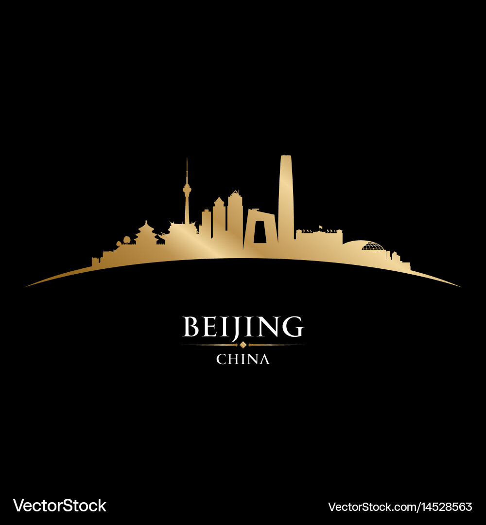 Beijing china city skyline silhouette black Vector Image