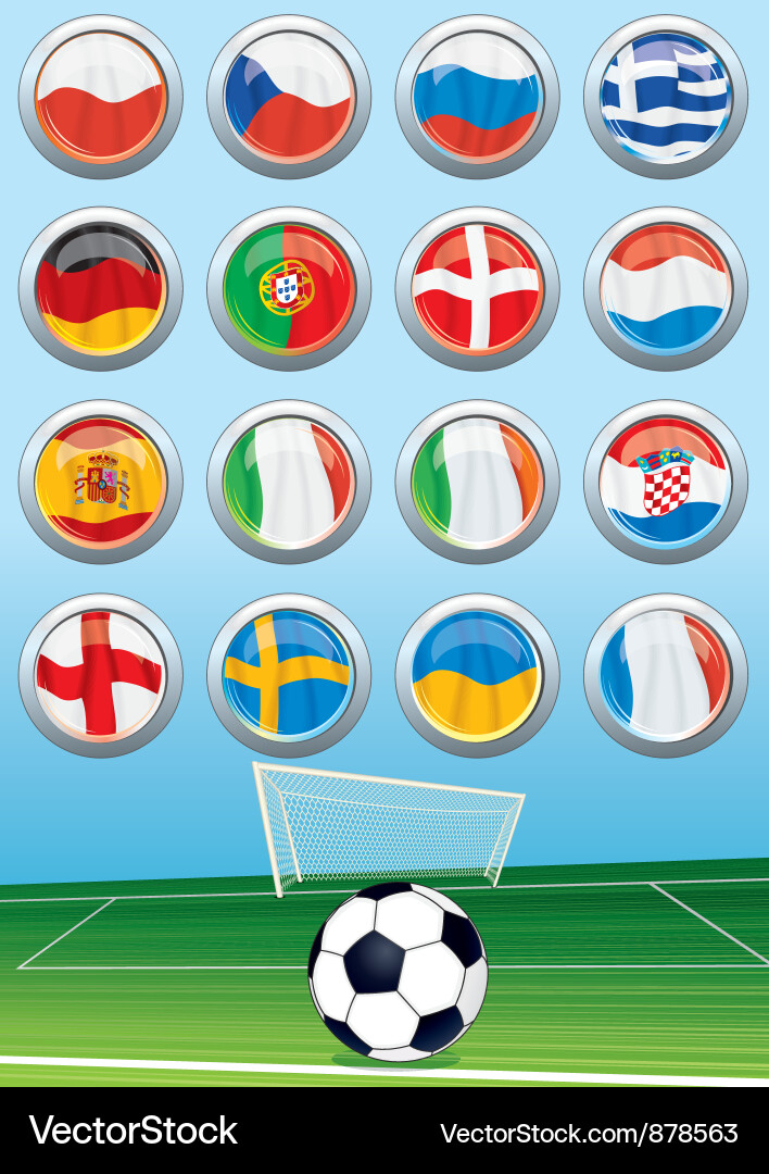 European soccer elements Royalty Free Vector Image