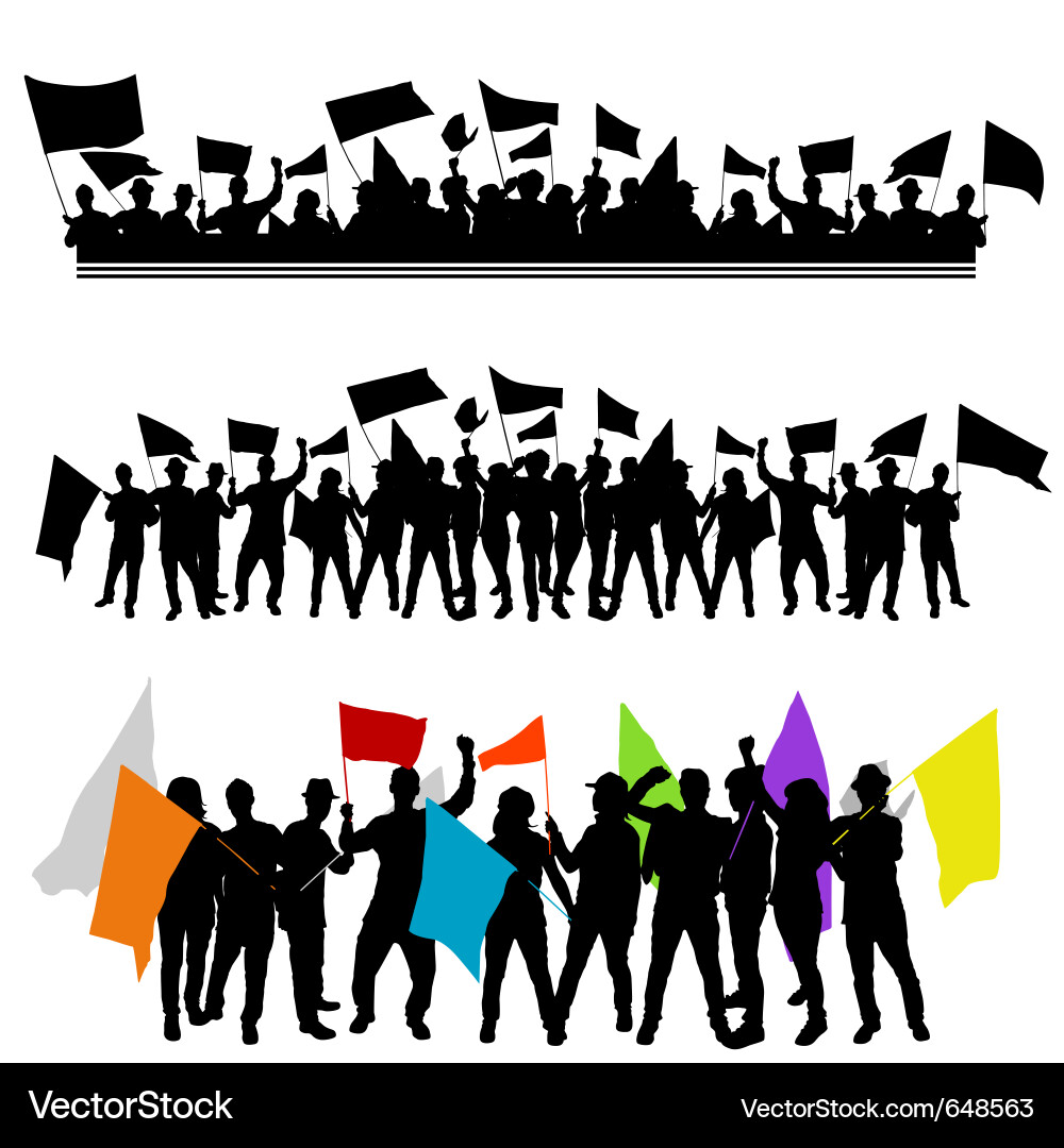 Fun group with flags Royalty Free Vector Image