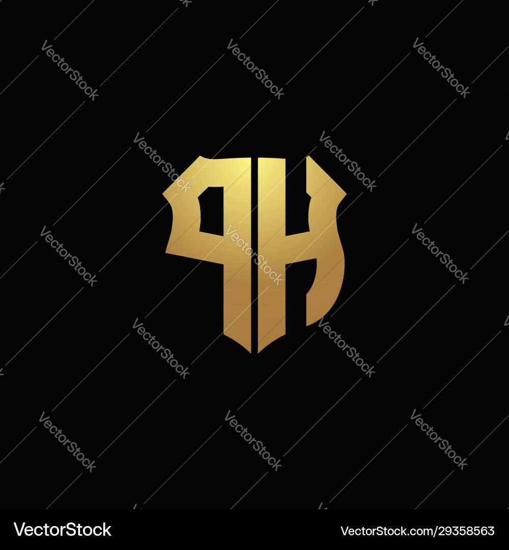 Ph logo monogram with gold colors and shield Vector Image