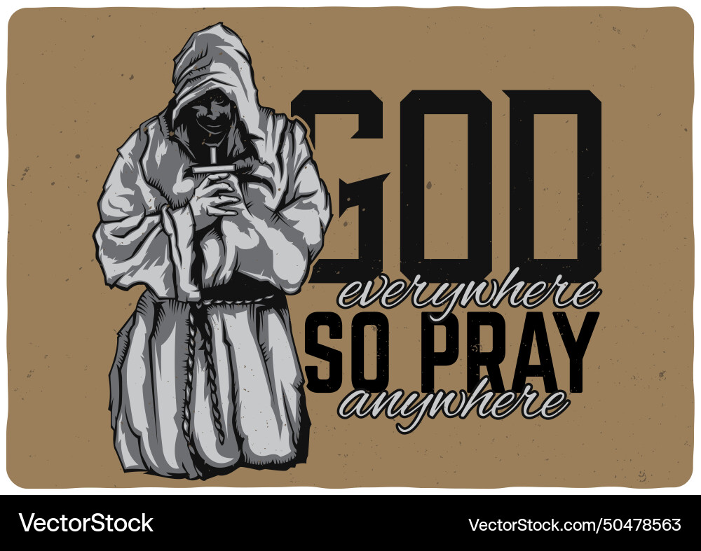 Praying monk design Royalty Free Vector Image - VectorStock