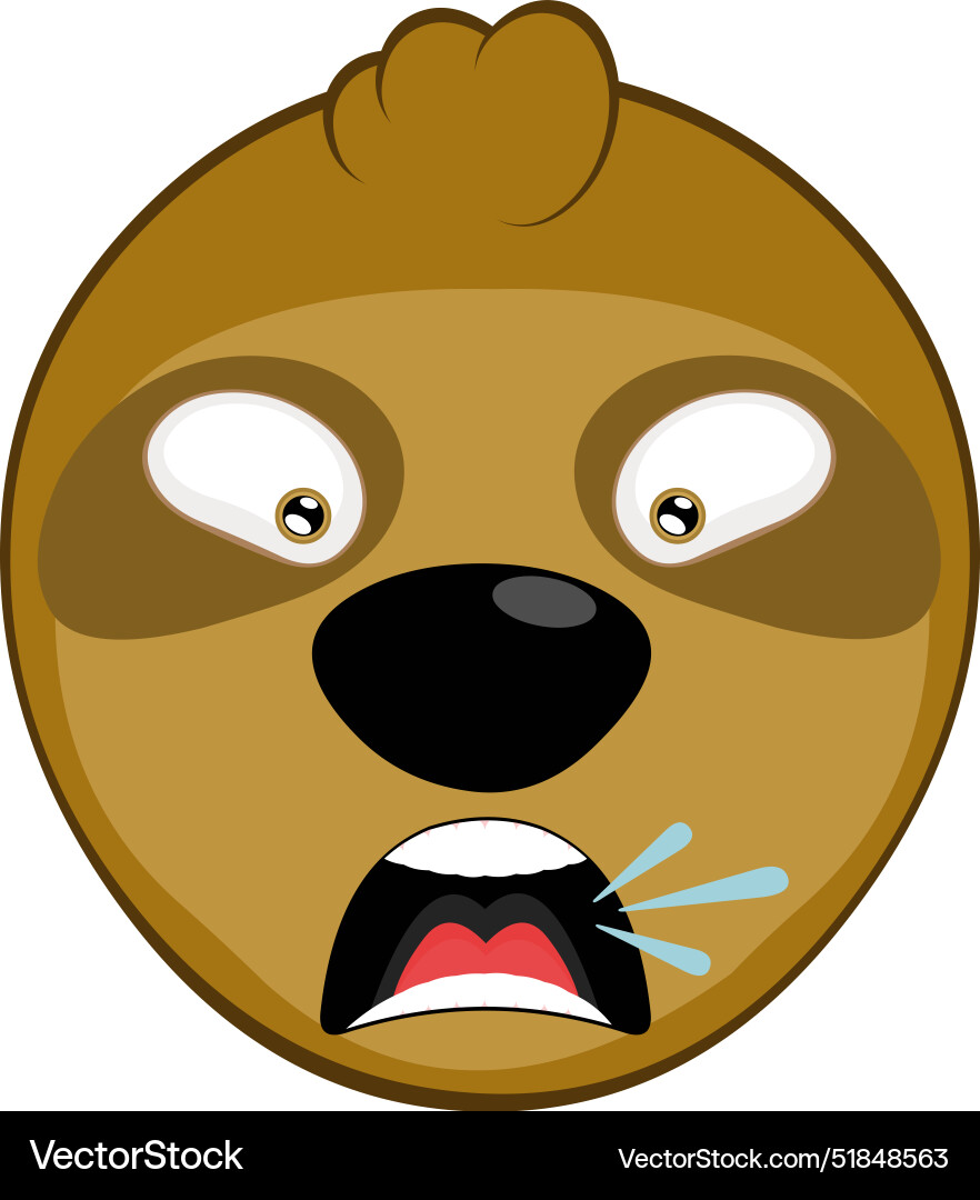 Sloth head character screaming Royalty Free Vector Image