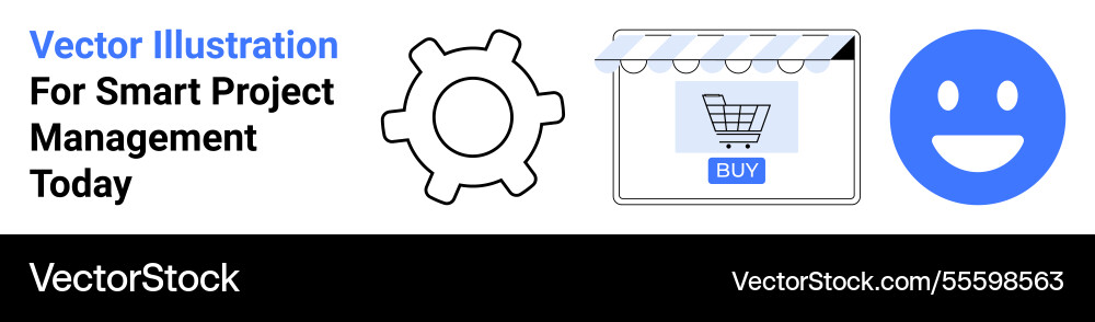 Smart project management visuals featuring gear Vector Image