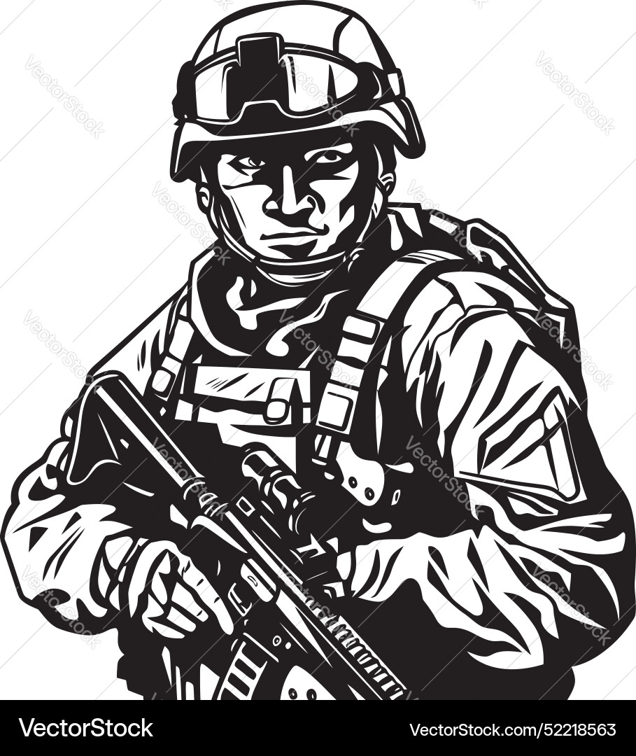 Valor combat soldier insignia in black strike Vector Image