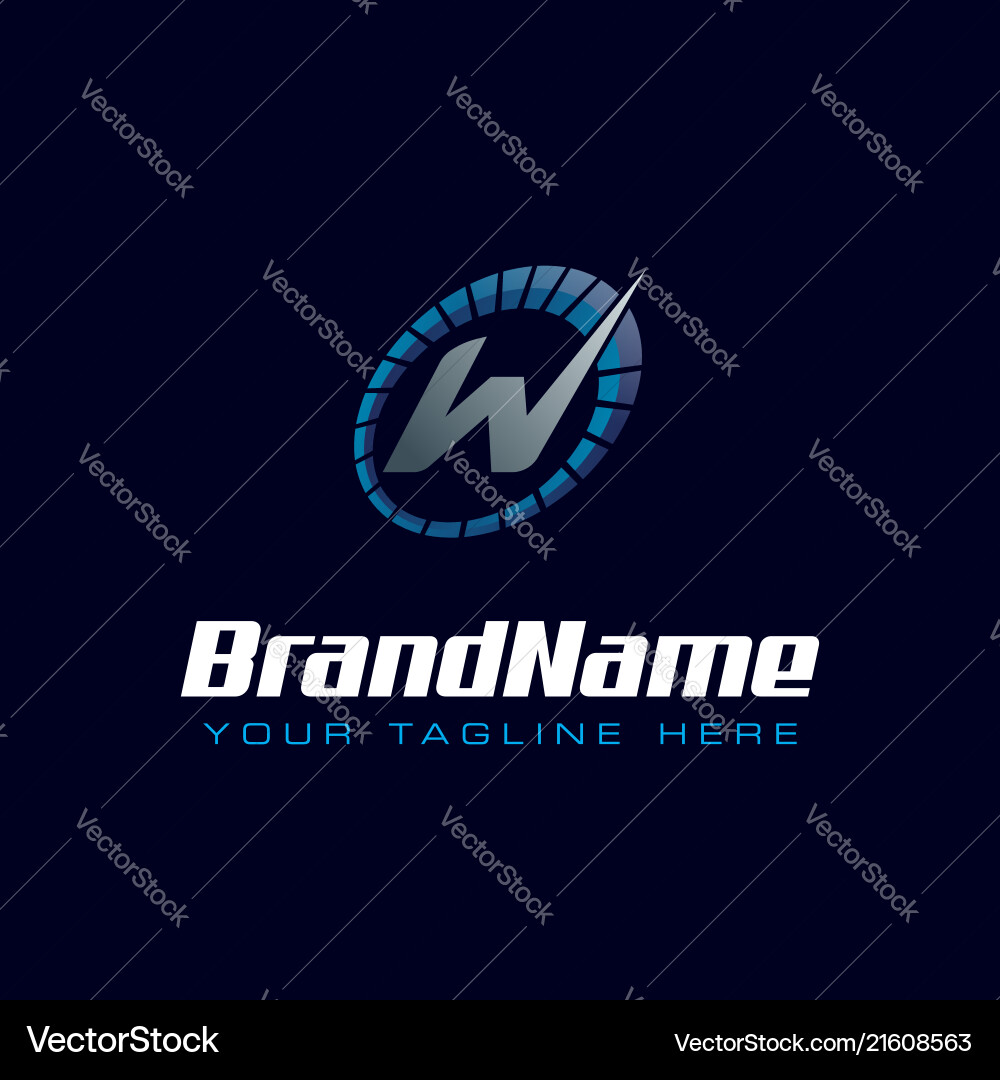 W Speedometer Logo - Tachometer Royalty Free Vector Image