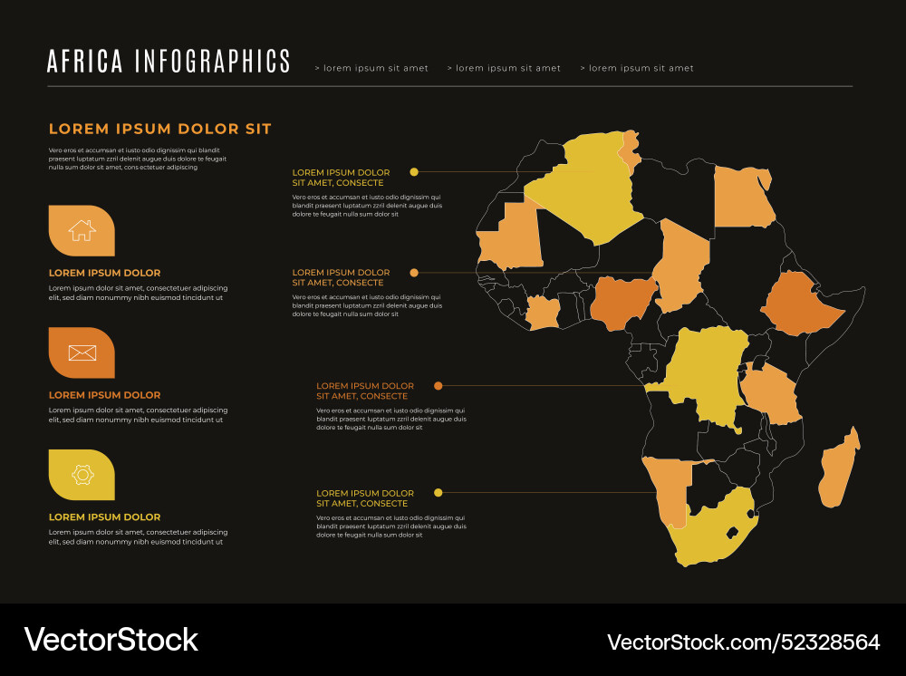 Africa map infographic in flat design Royalty Free Vector