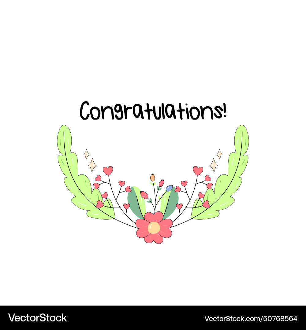 Congratulations frame with flowers plants Vector Image