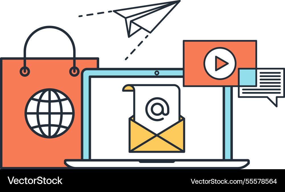 Digital marketing flat line web icon concept Vector Image