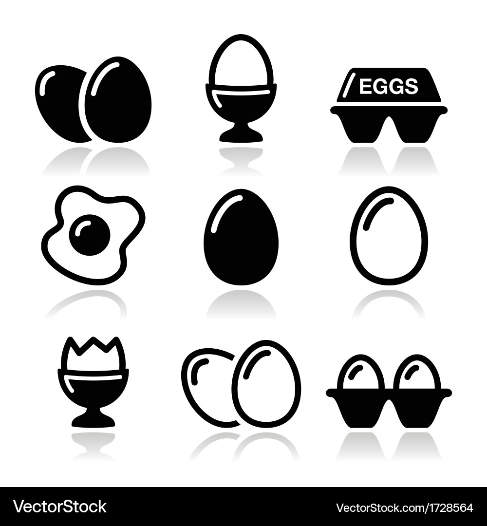 Egg fried box icons set Royalty Free Vector Image
