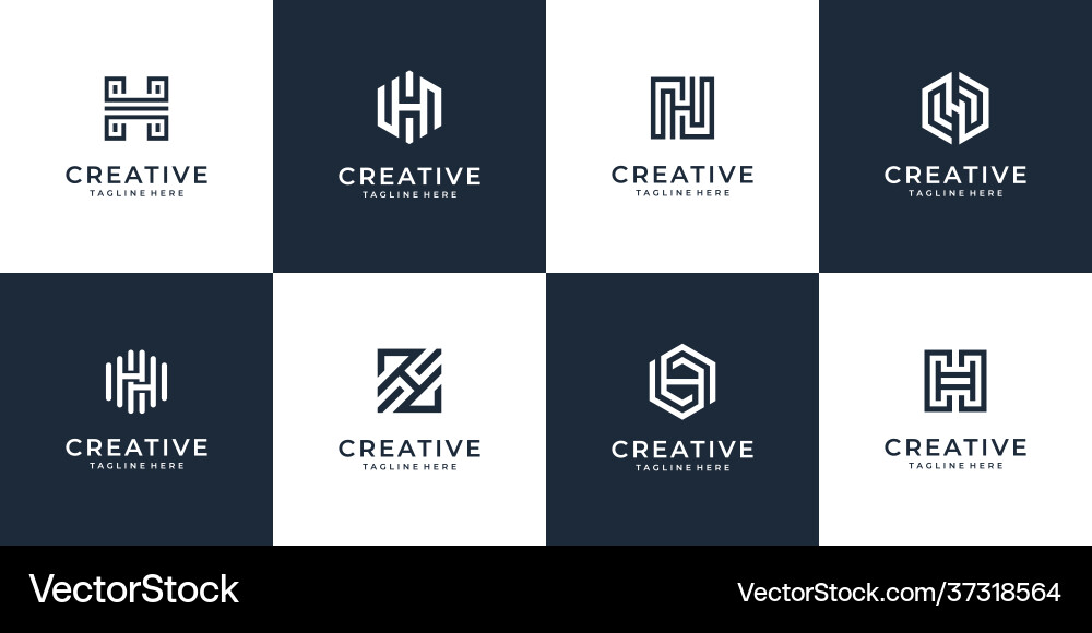 Elegant H Letter Logo Collection Royalty Free Vector Image