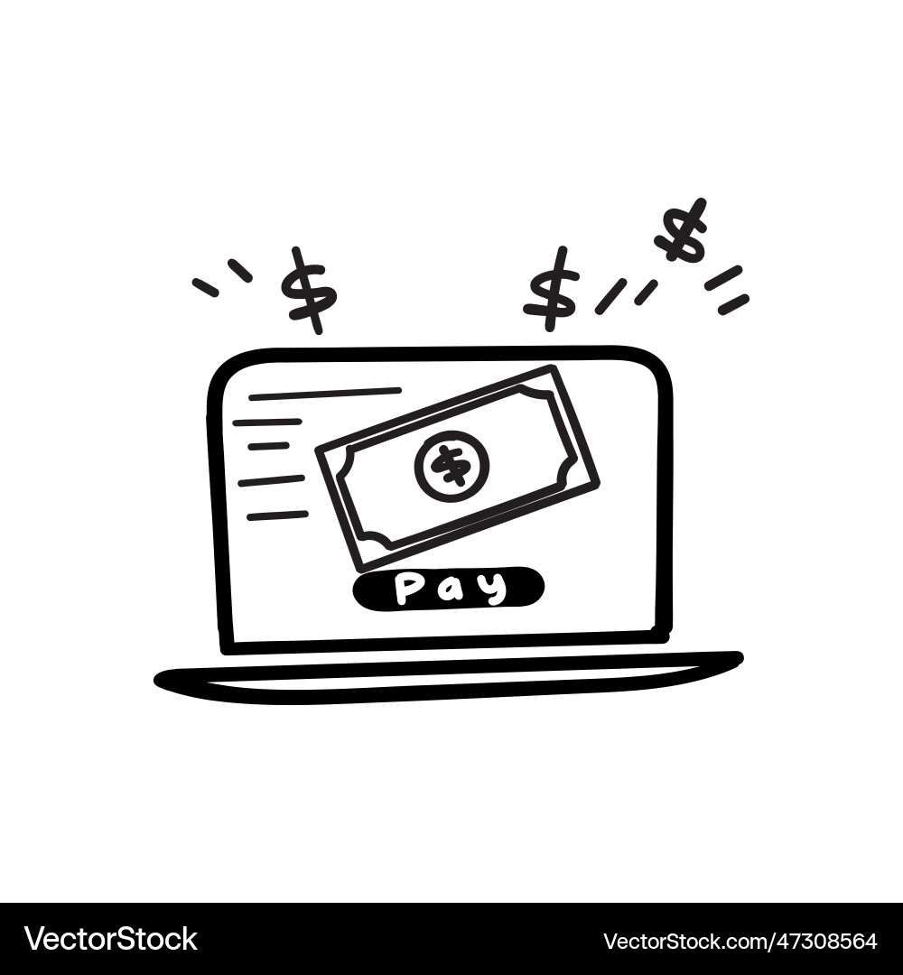 Hand drawn doodle fast pay transfer Royalty Free Vector