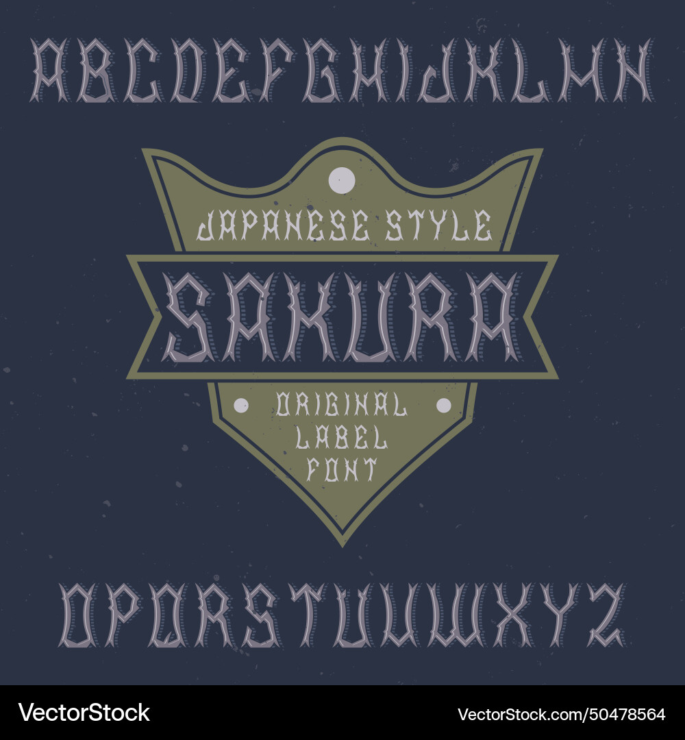 Label font named sakura Royalty Free Vector Image