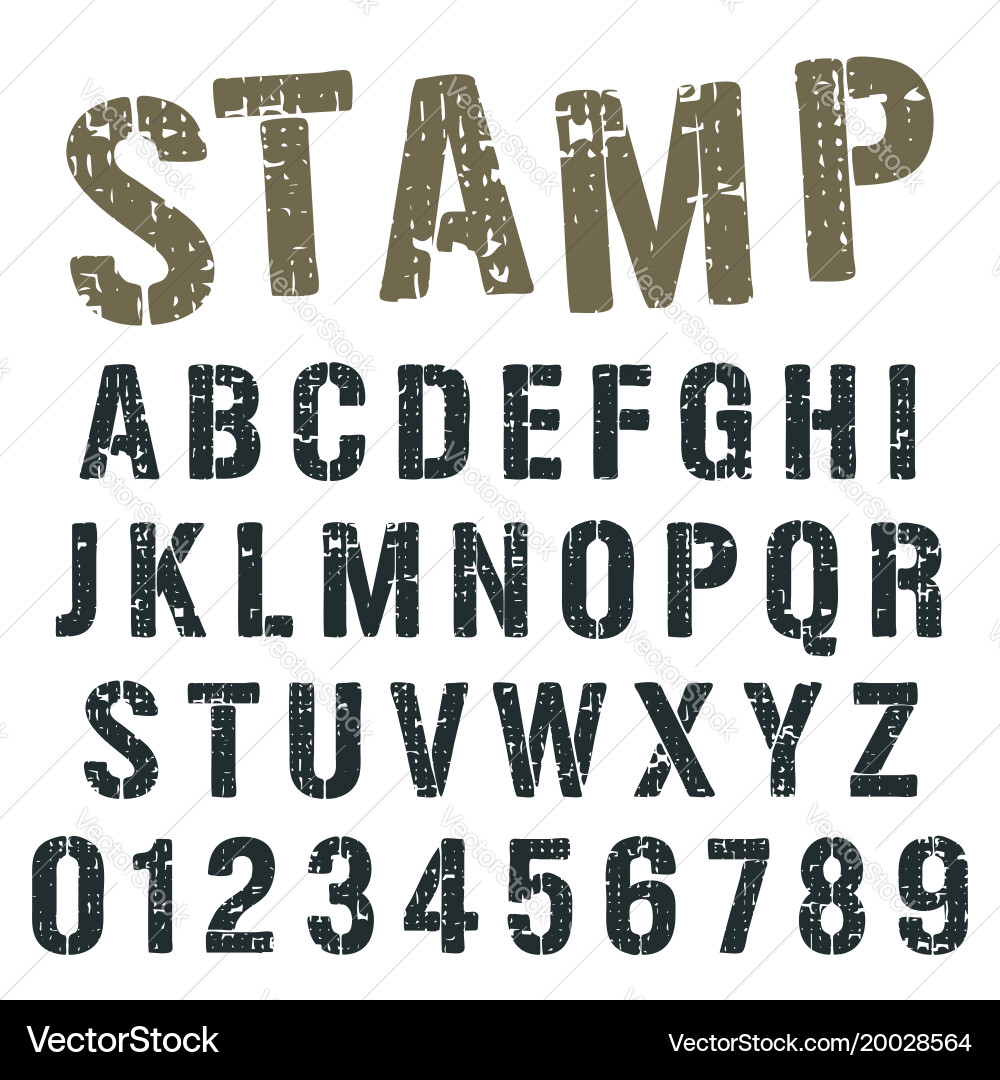 Military Stamp Font - Army Letter Set Royalty Free Vector