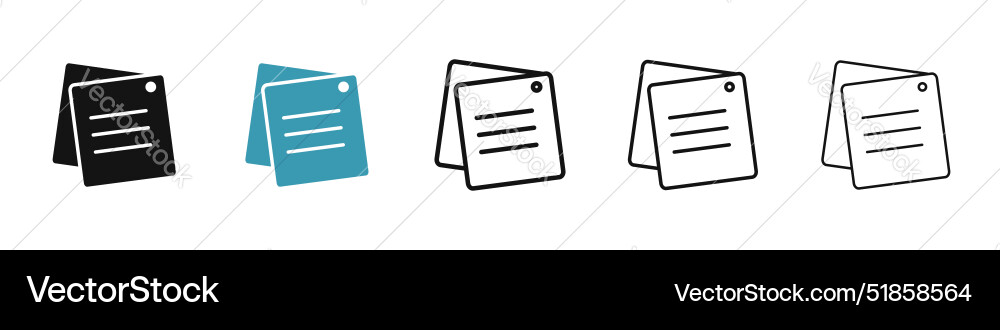 Note sticky icon set in black and blue colors Vector Image