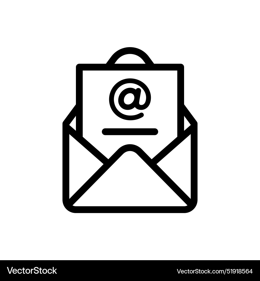 Open email icon outline set collection or pack Vector Image