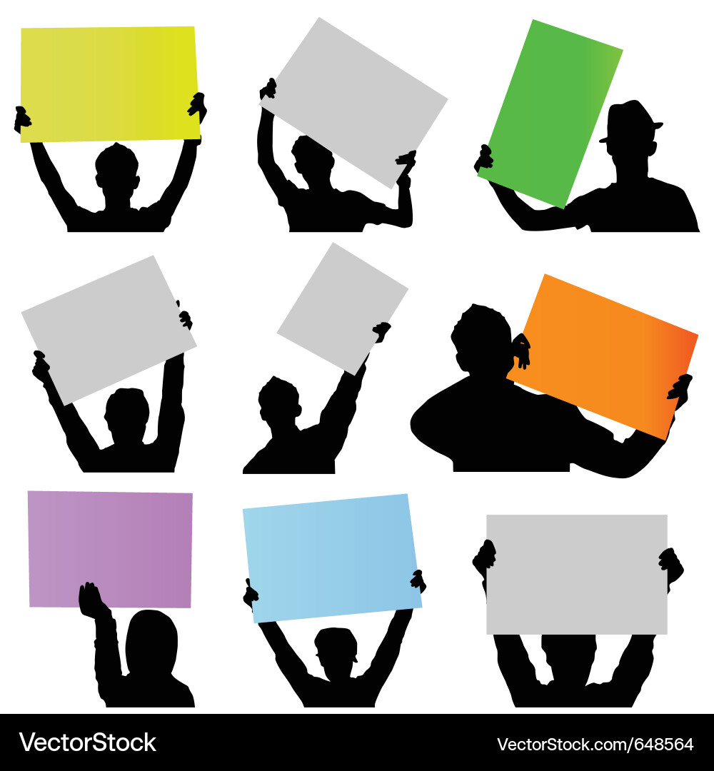 People holding sign Royalty Free Vector Image - VectorStock