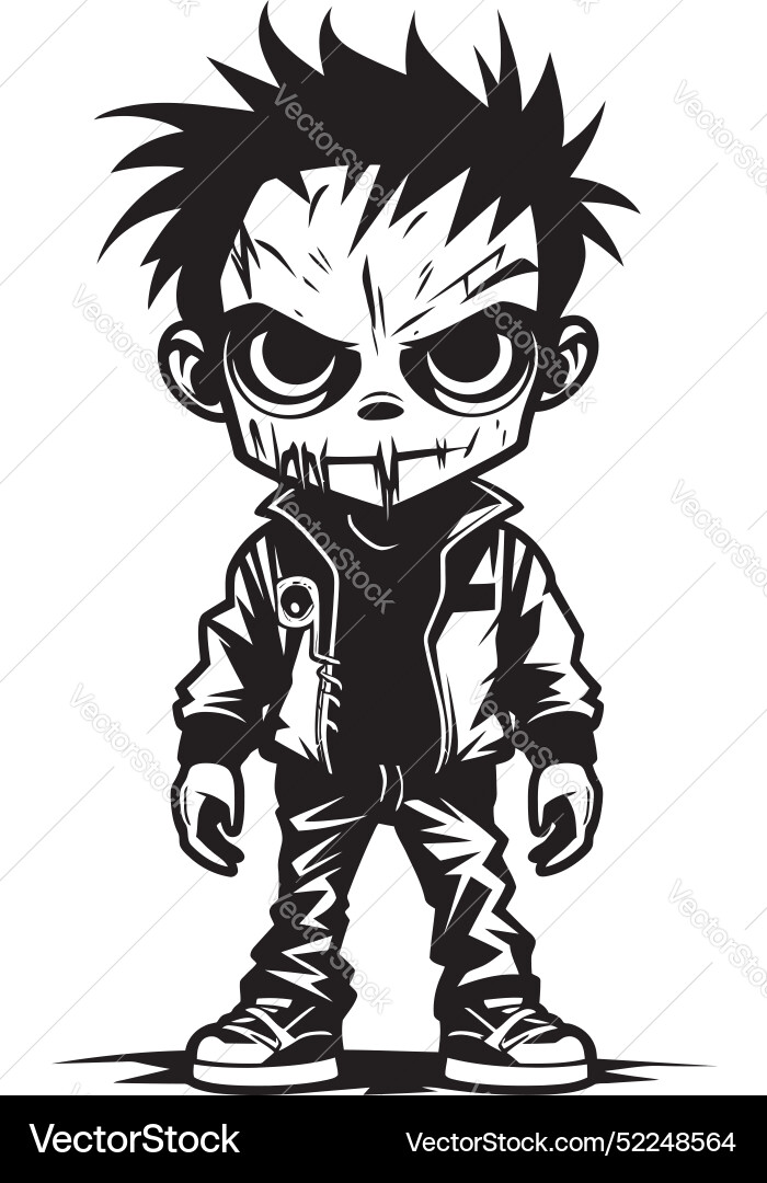 Terrifying tykes iconic black zombie kid emblem Vector Image
