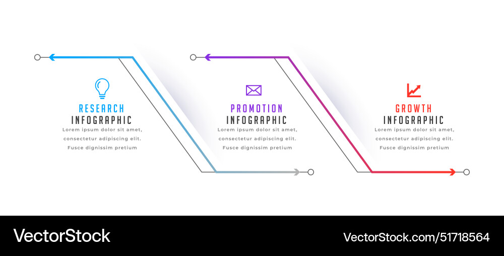 Three step infographic timeline chart banner Vector Image