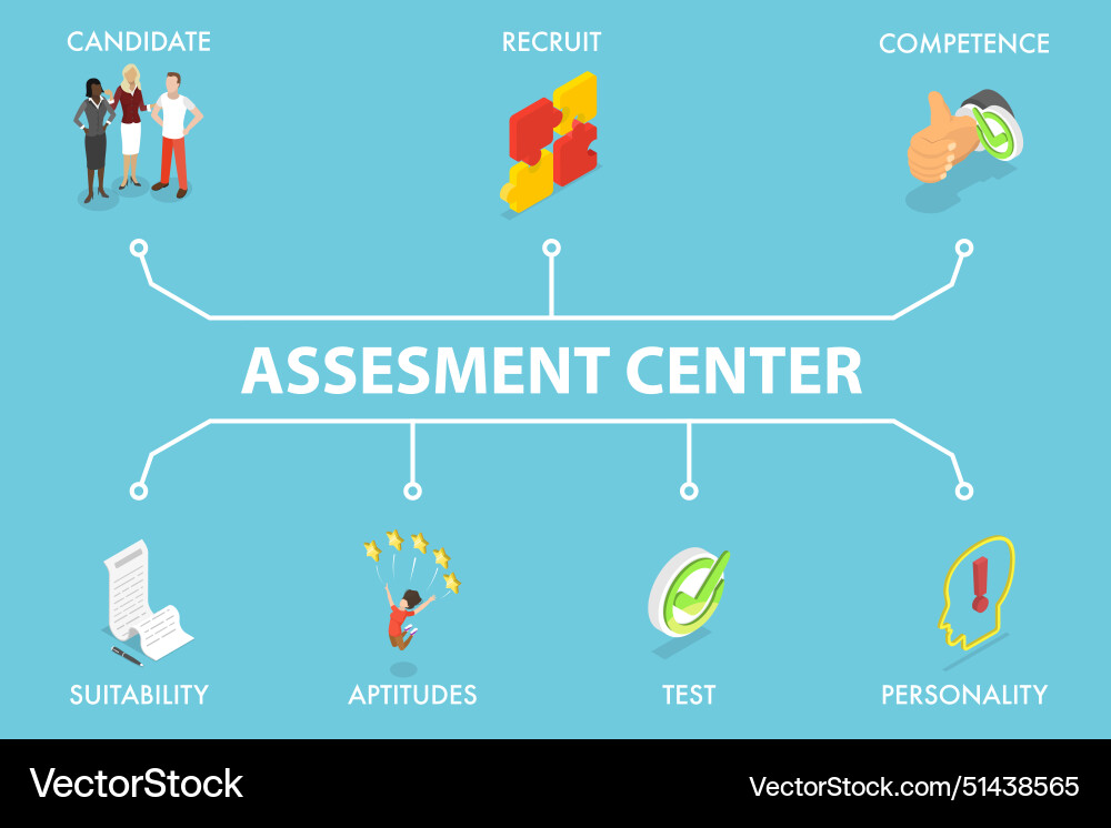 3d isometric flat of assesment Royalty Free Vector Image