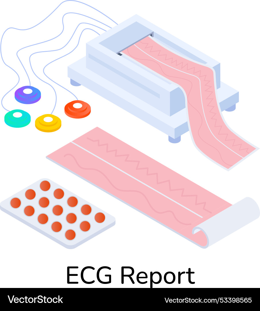 Basic rgban isometric icon of ecg report Vector Image