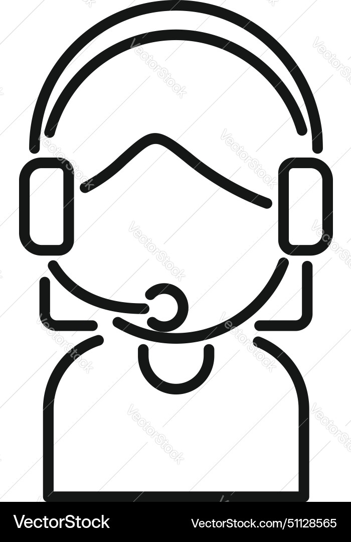 Female call center worker icon outline Royalty Free Vector