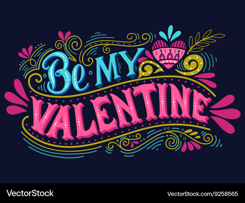 Romantic Valentine Lettering Royalty Free Vector Image