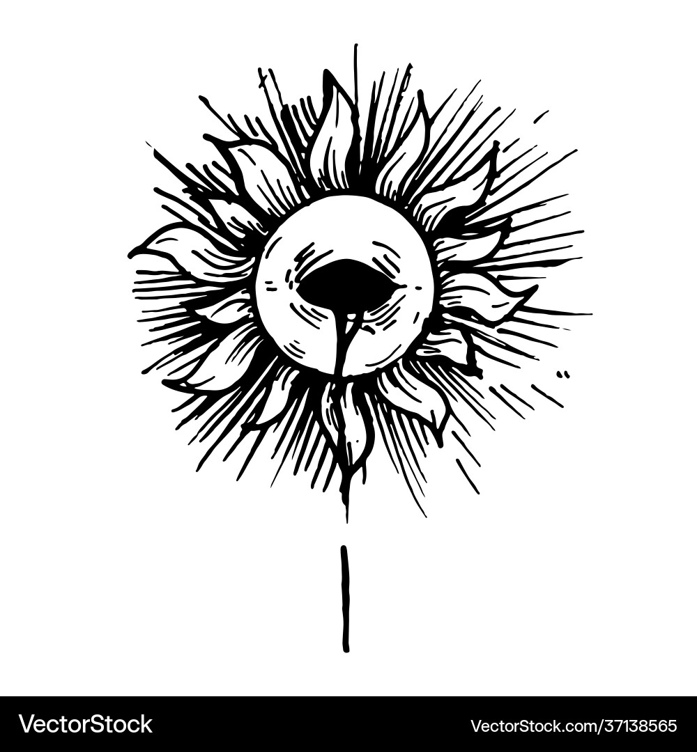 Shining sun bleeding from open eyelid Royalty Free Vector