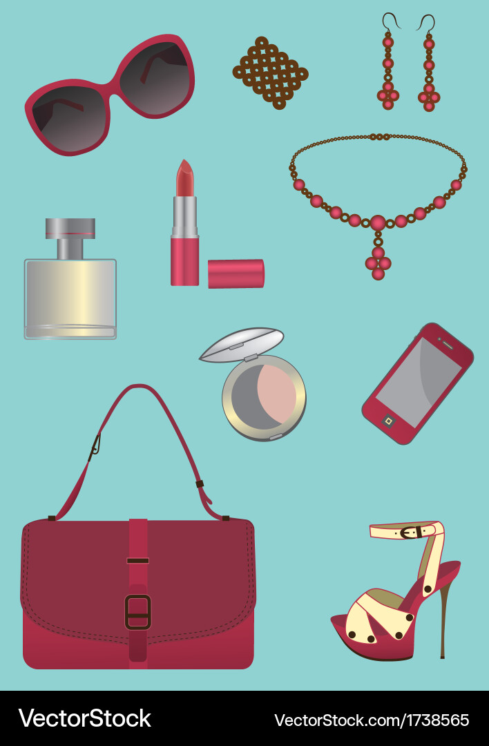 Woman accessories set Royalty Free Vector Image